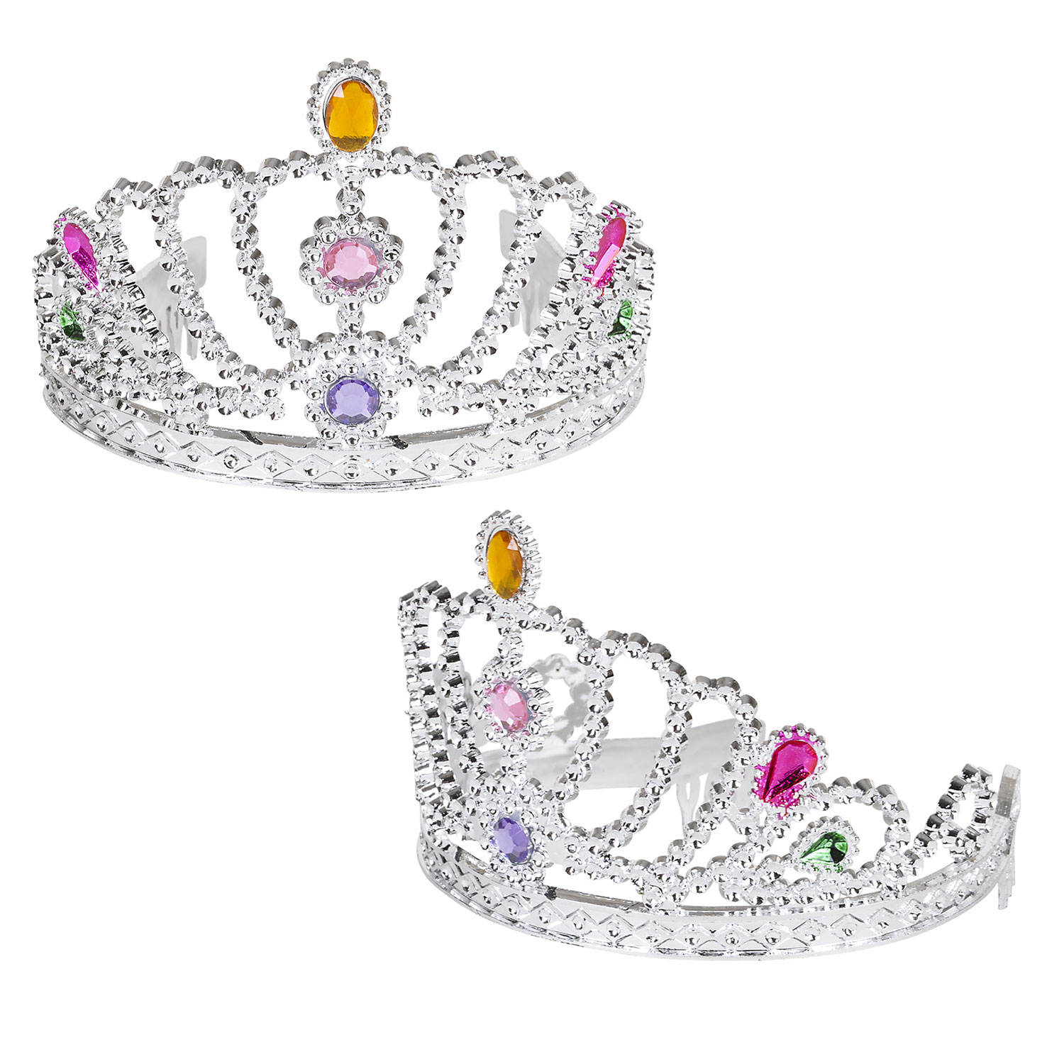 Silver Jeweled Tiaras - 12 Count: Rebecca's Toys & Prizes