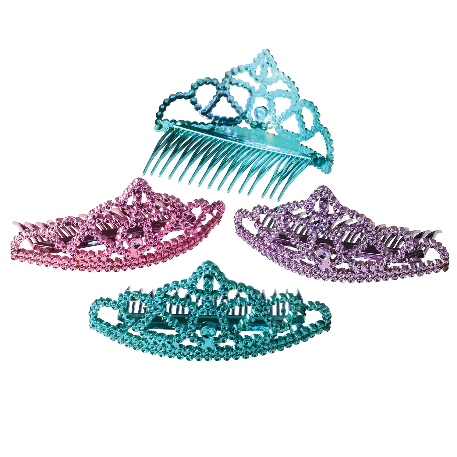 Multicolored Tiara Hair Combs - 12 Count: Rebecca's Toys & Prizes