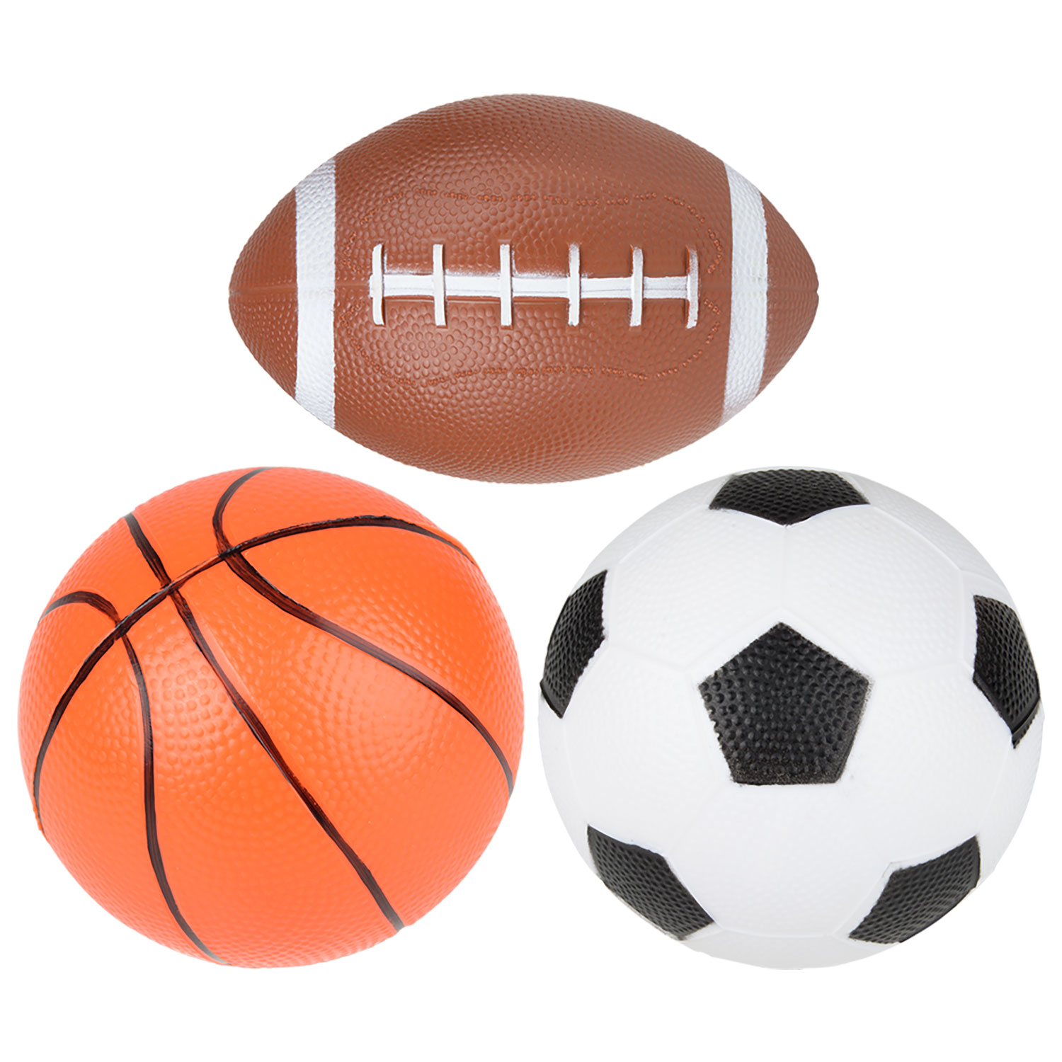 Rubber Sports Balls 3 Piece Set - 5-6 Inches: Rebecca's Toys & Prizes