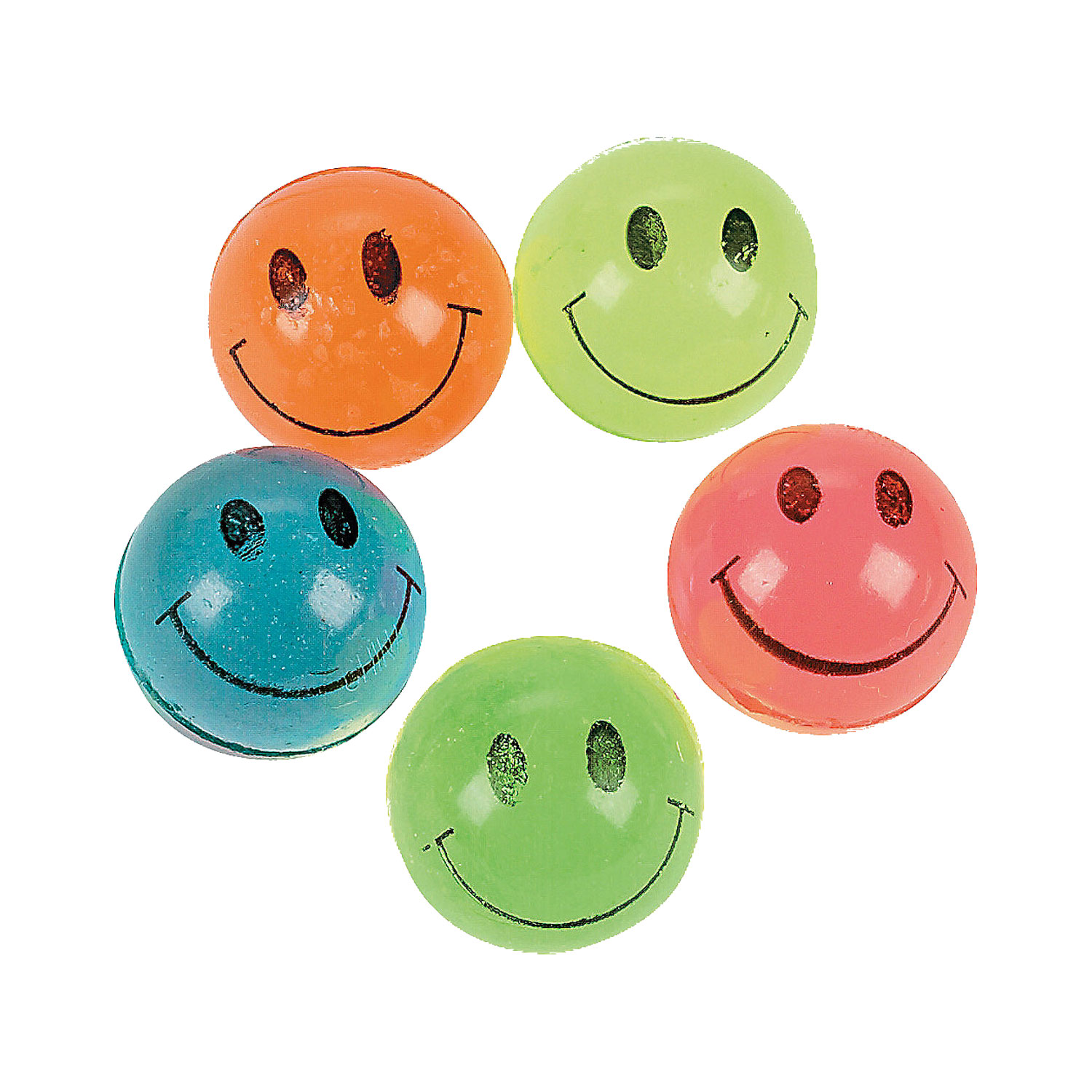 Mini Neon Smiley Bouncy Balls - 7/8 Inch (22 mm) - 144 Count: Rebecca's ...