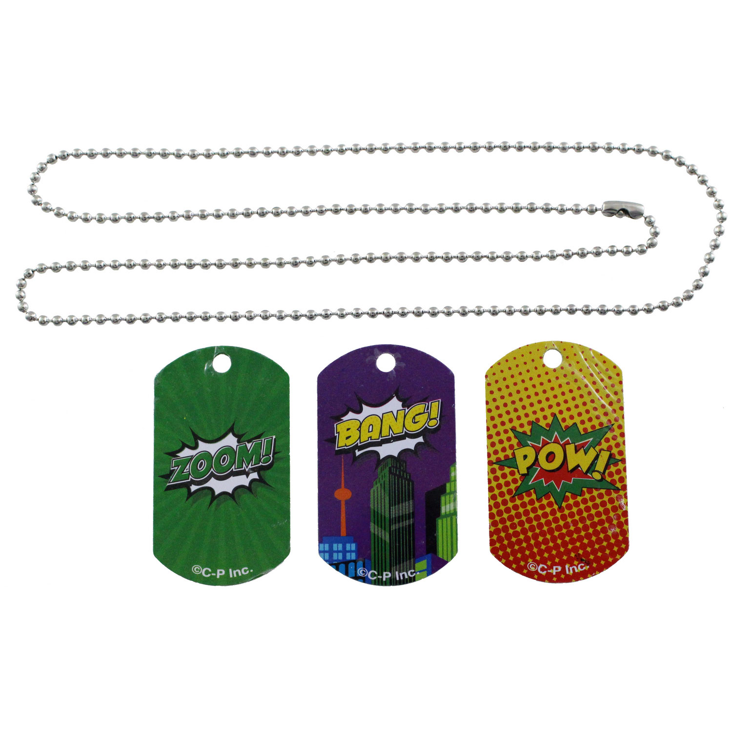 Superhero Dog Tag Necklaces - 12 Count: Rebecca's Toys & Prizes