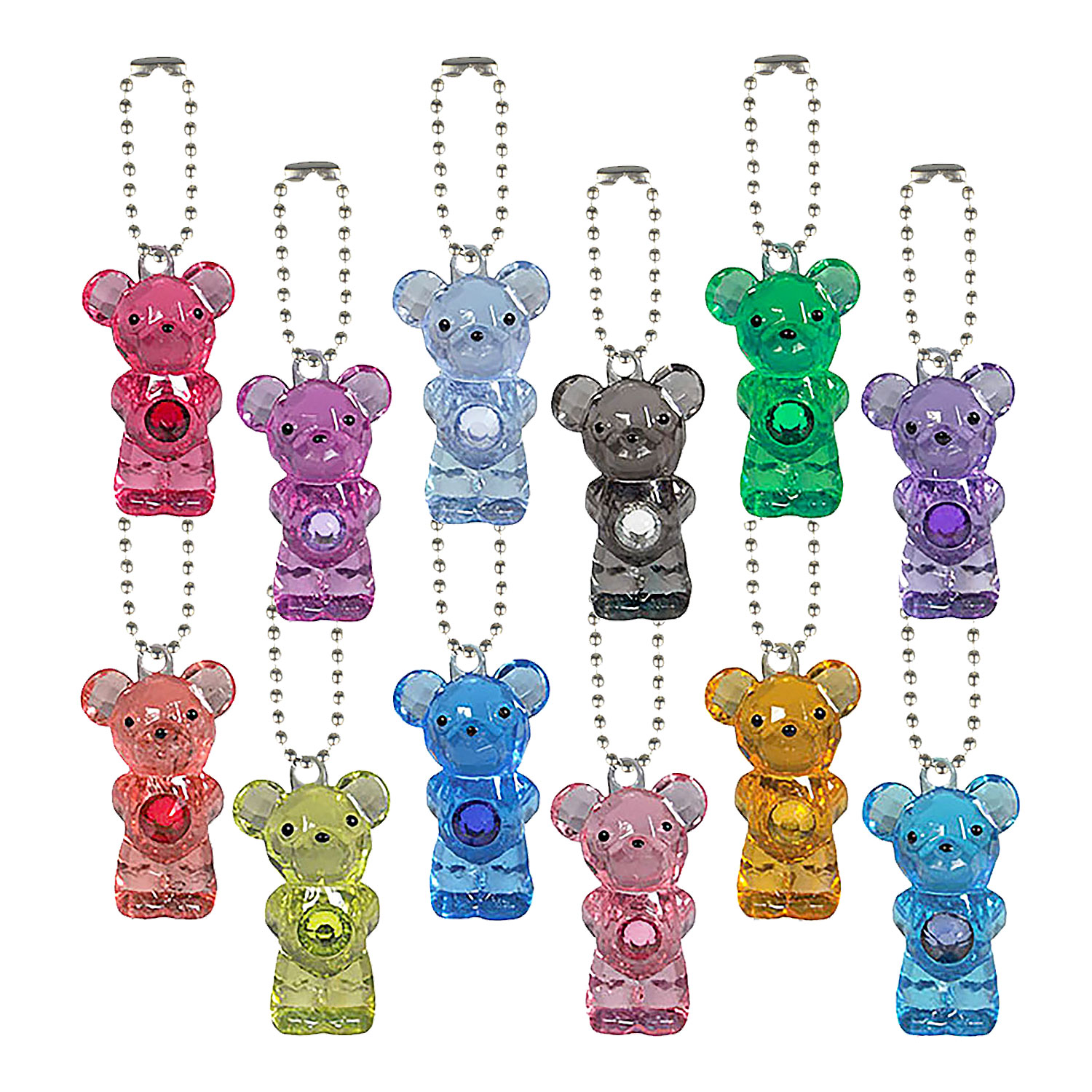 Birthstone Bear Charm Keychains - 100 Count: Rebecca's Toys & Prizes