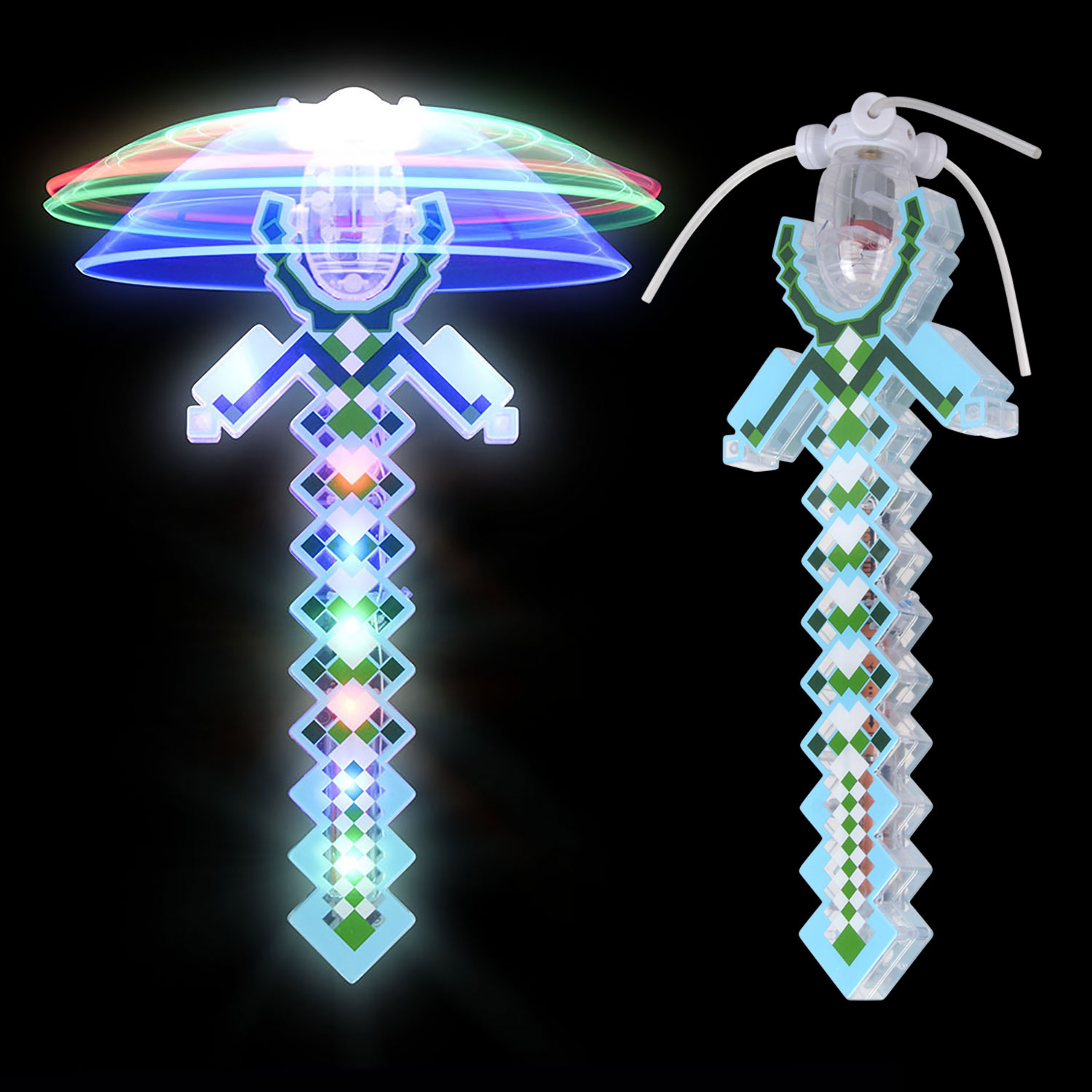 Light Up Pixel Spinner Wand - 13 Inch: Rebecca's Toys & Prizes