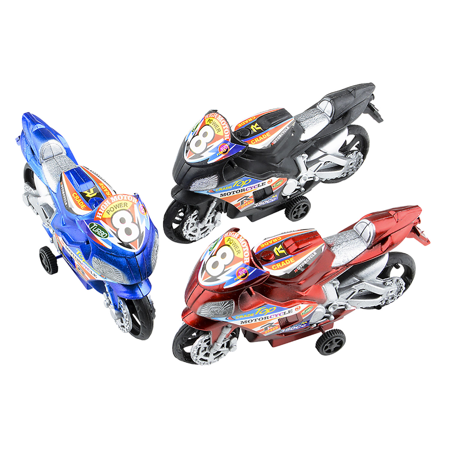 Pull Back Sport Motorcycle - 12 Count: Rebecca's Toys & Prizes