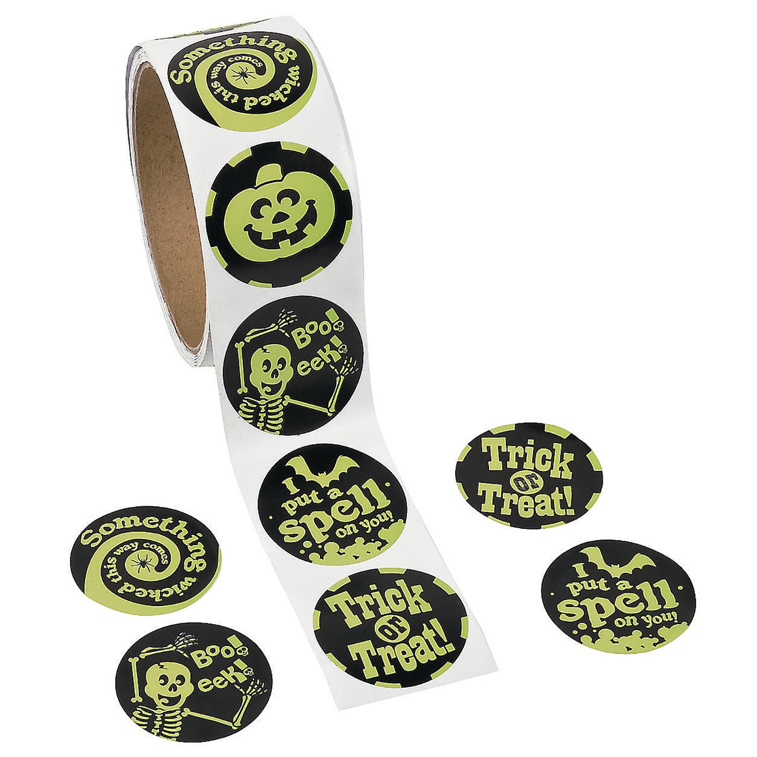 Glow In The Dark Halloween Stickers Roll - 100 Count: Rebecca's Toys ...