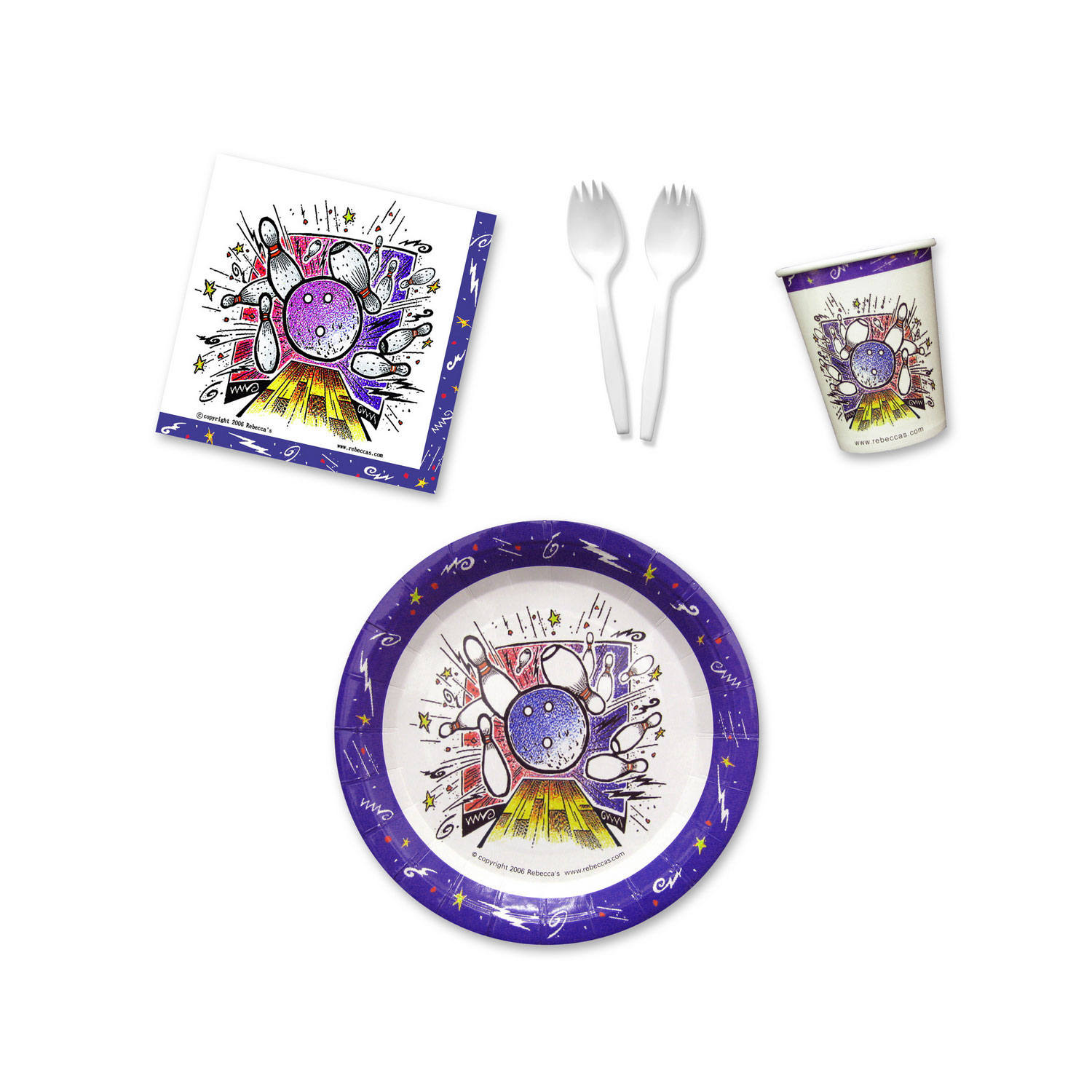 Smash Bowl Party Place Setting Kit - 9 Inch Plates with Sporks: Rebecca ...