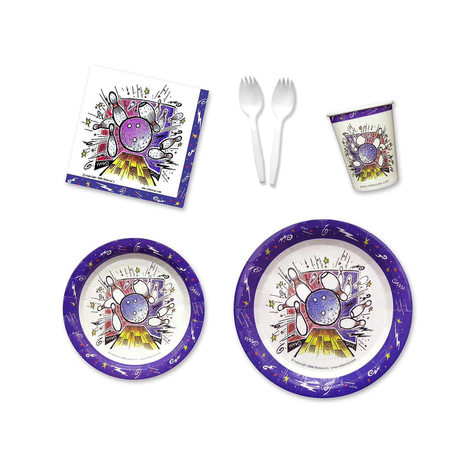 Smash Bowl Party Place Setting Kit - 7 & 9 Inch Plates with Sporks ...