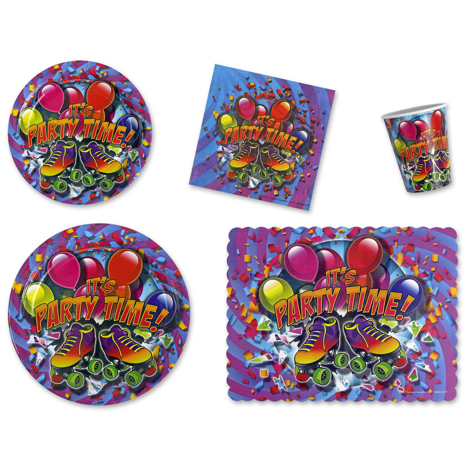Party Time Skate Place Setting Kit - 7 & 9 Inch Plates with Placemats ...