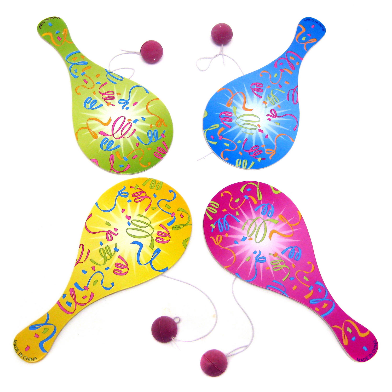 Neon Paddle Ball Games - 12 Count: Rebecca's Toys & Prizes