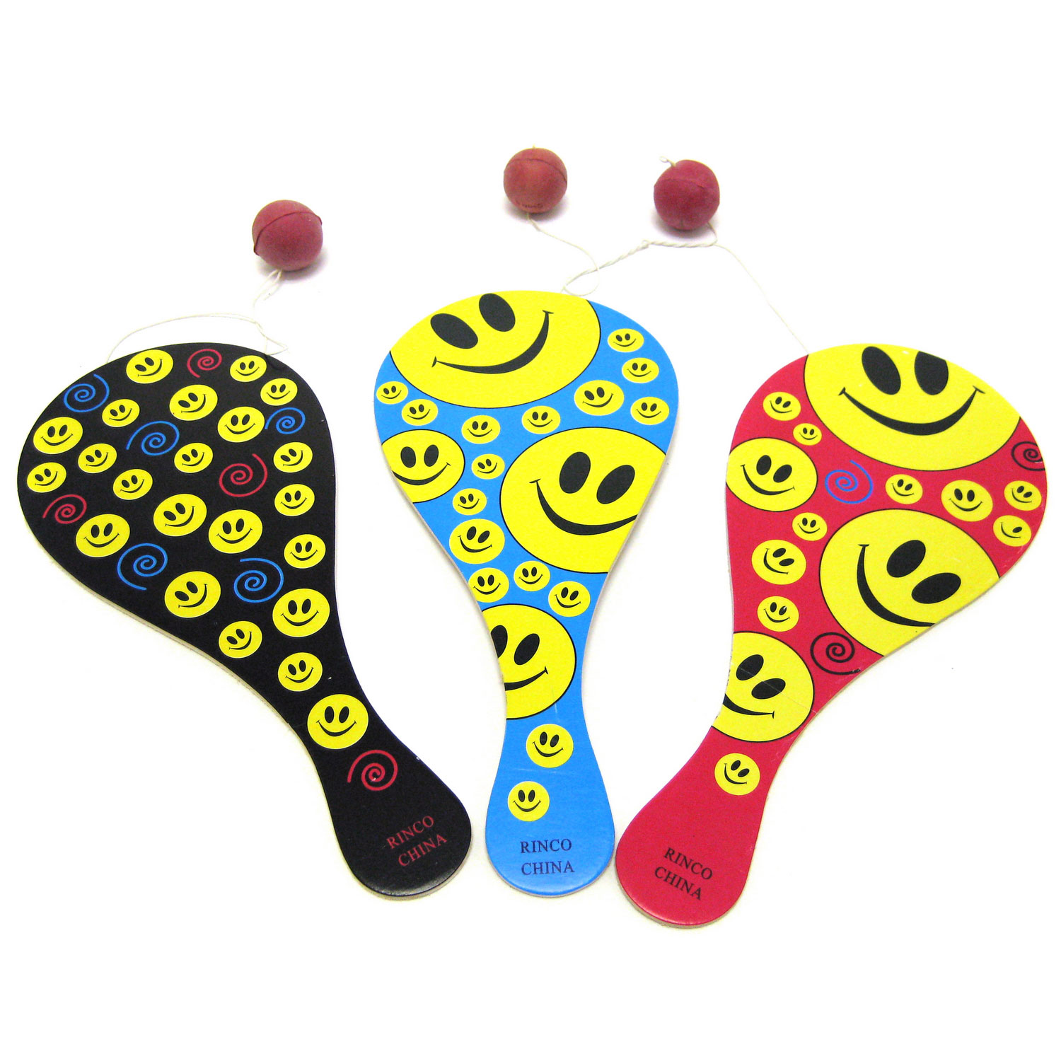 Smiley Paddle Ball Games - 12 Count: Rebecca's Toys & Prizes