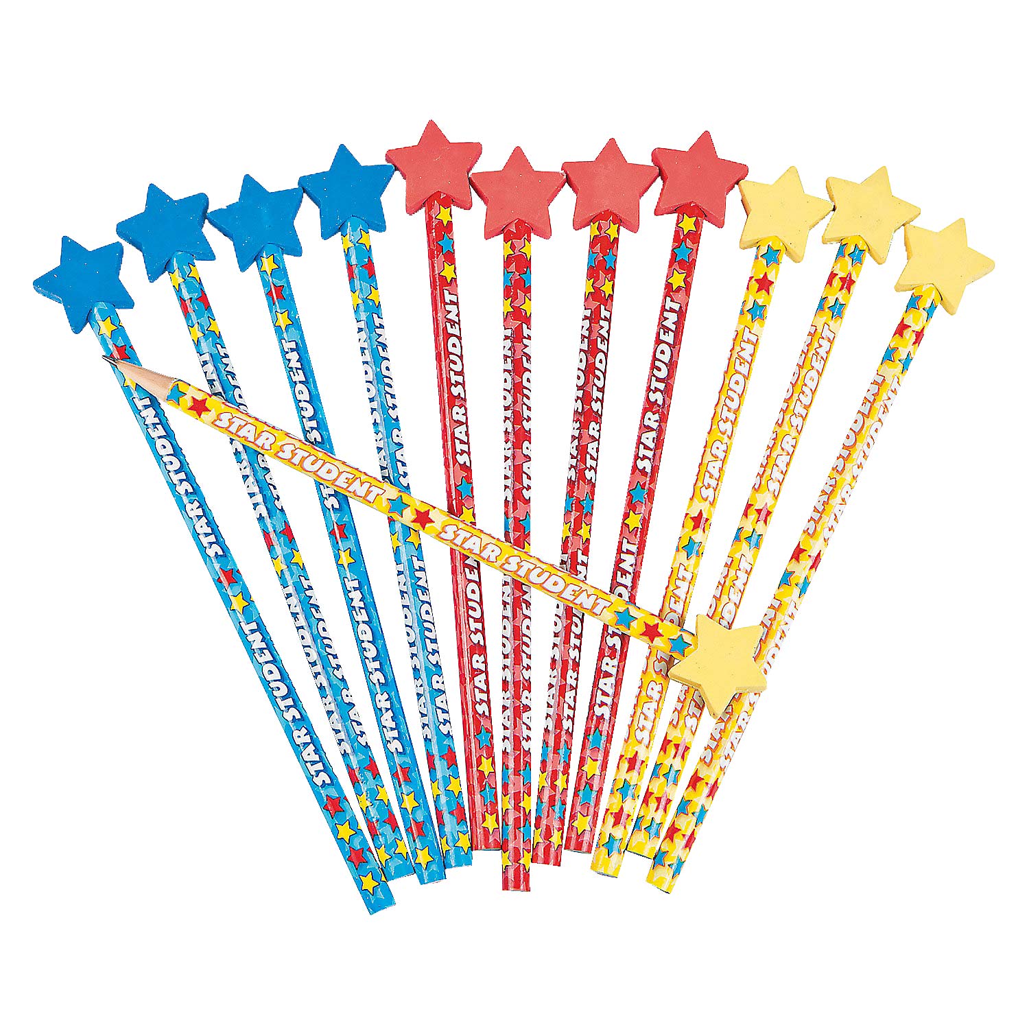 Star Student Pencils with Star Topper Eraser - 12 Count: Rebecca's Toys ...